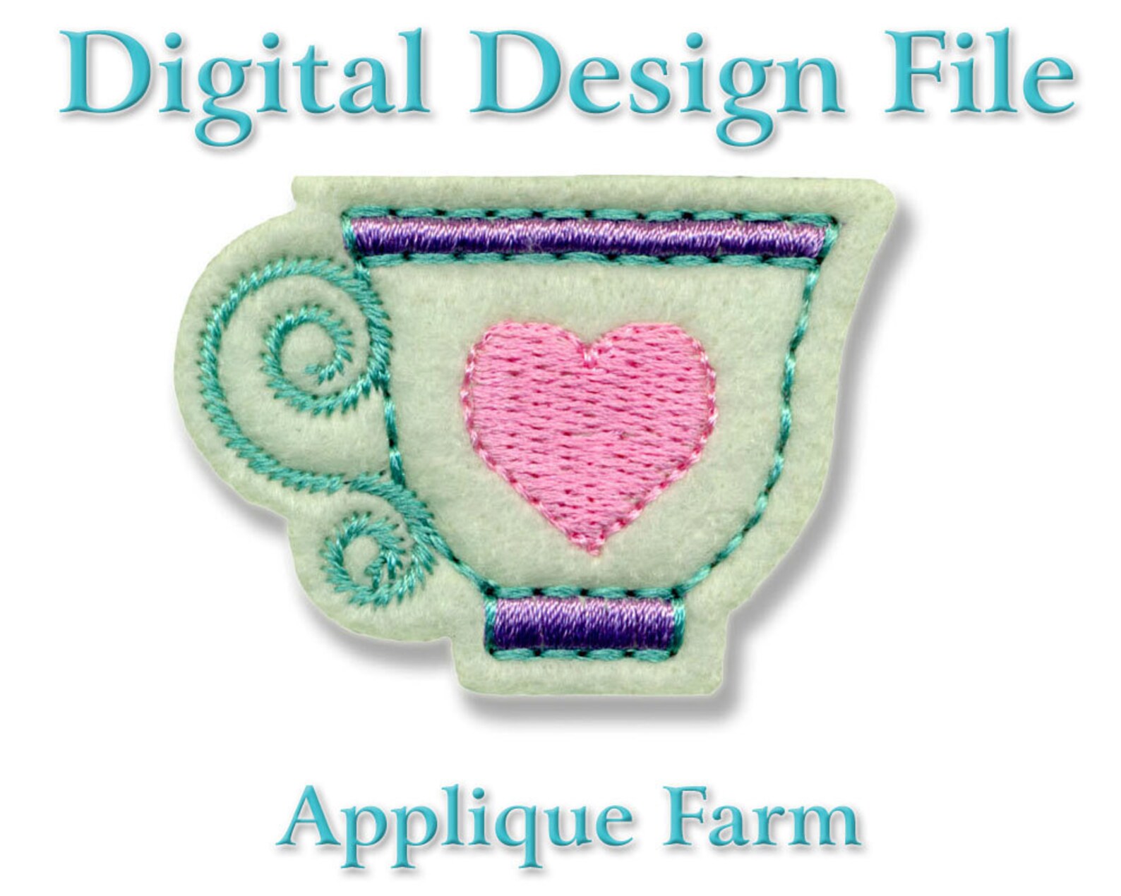 Feltie Embroidery File - Teacup Trio - in the Hoop - Instant Digital ...