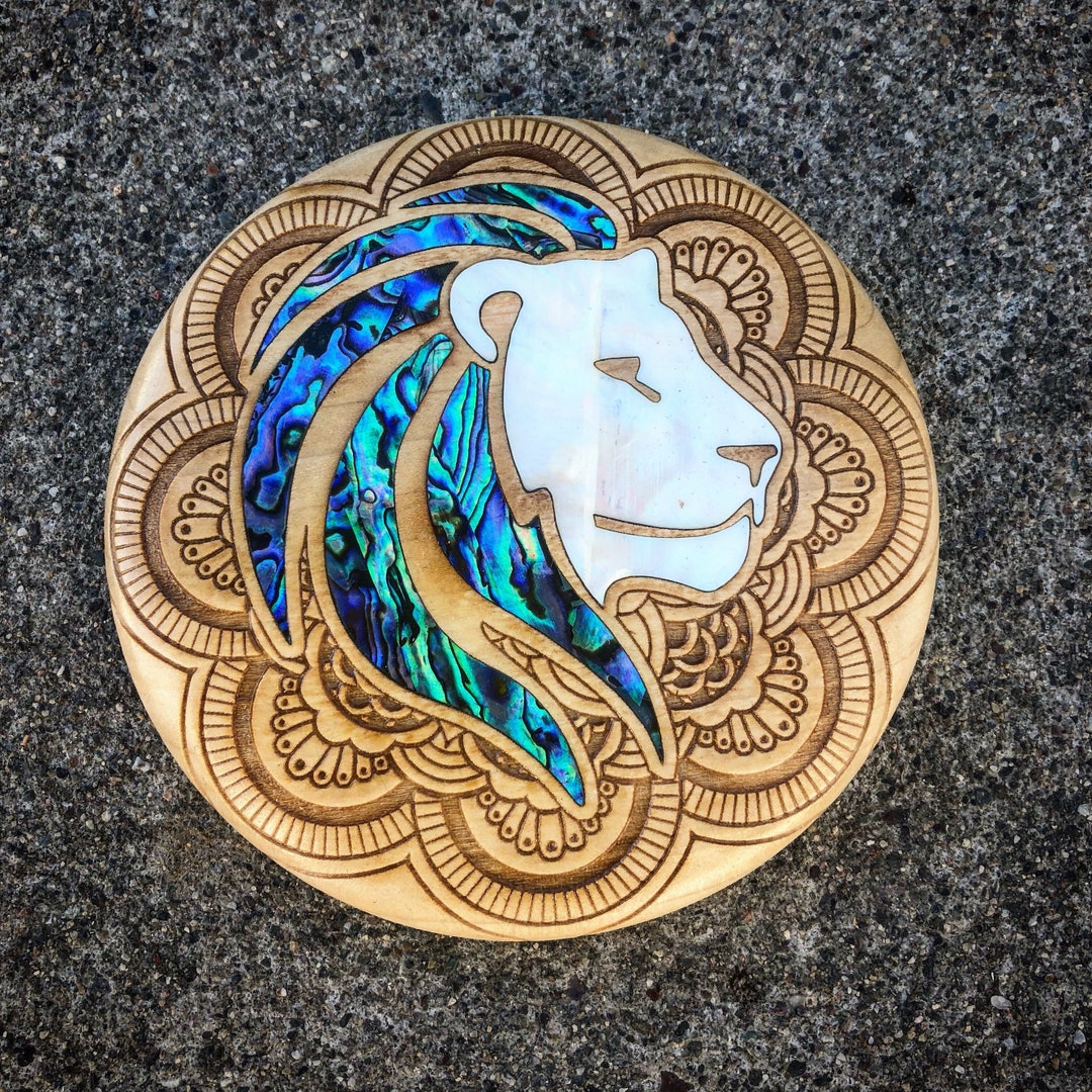 Lion Abalone/pearl Inlay Wood Mini - Etsy