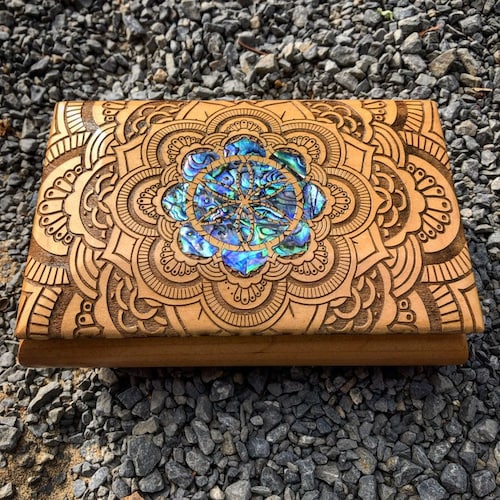 XL Seed of Life Lotus Abalone Inlay Box | Etsy