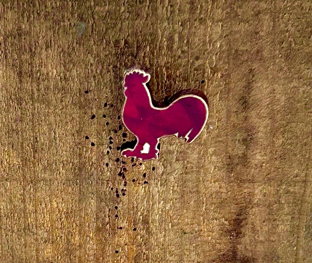 Red Rooster Mother of Pearl Inlay Pin - Etsy