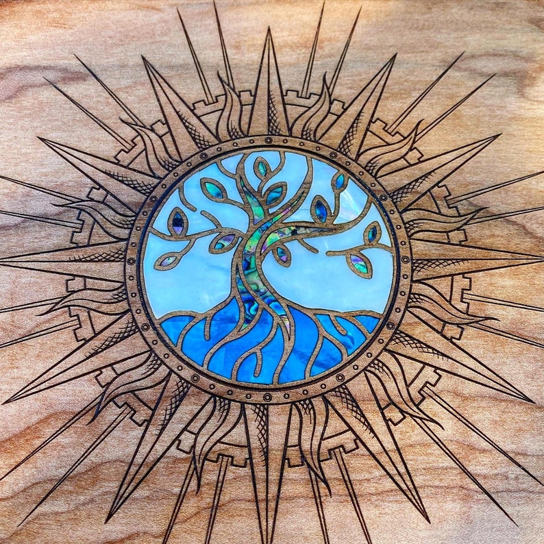 Tree of Life Inlaid and Hand Carved Tray - Etsy