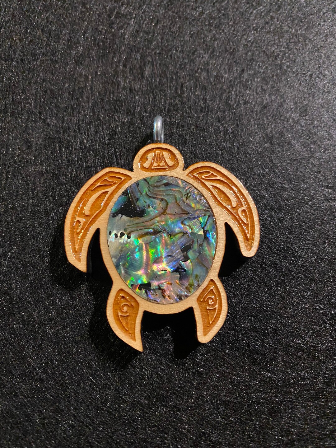 Abalone Turtle Inlay Maple Pendant - Etsy