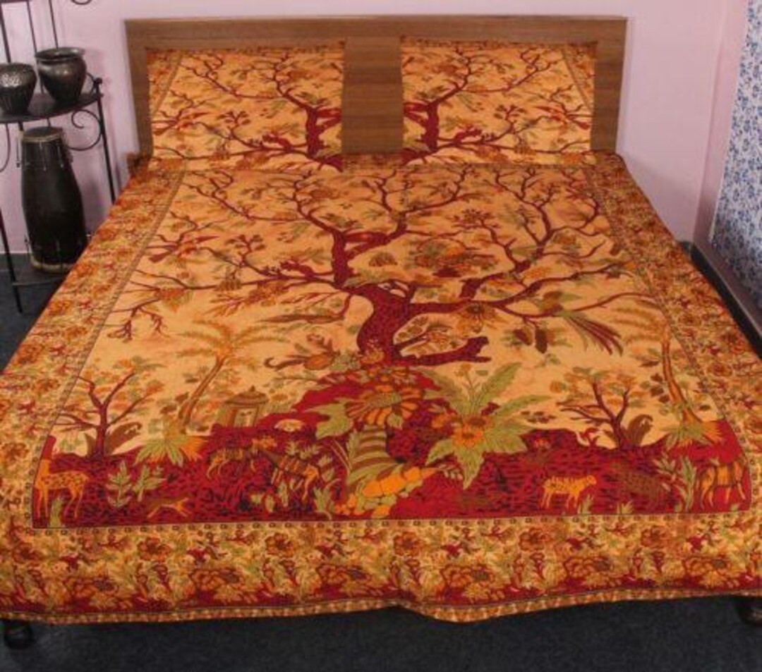 Tree of Life Bohemian Mandala Queen Duvet Cover With 2 Pillow Cover Set ...