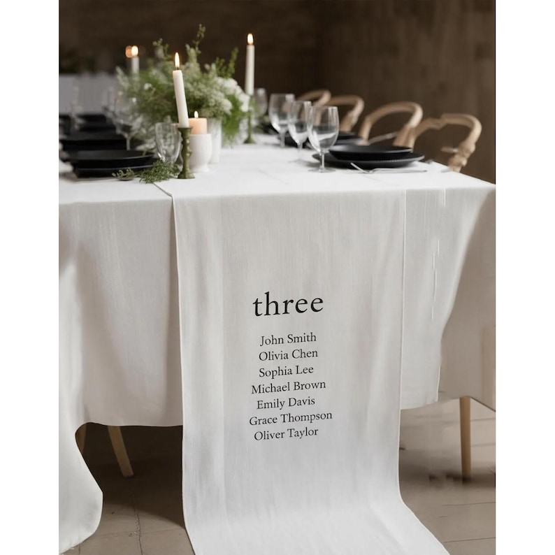 Custom Fabric Wedding Table Runner With Guest Names, Personalized ...