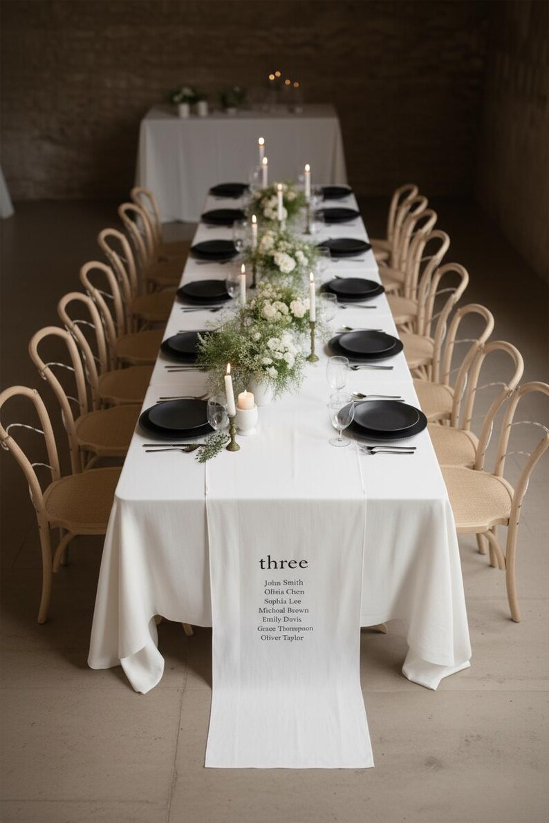 Custom Fabric Wedding Table Runner With Guest Names, Personalized ...