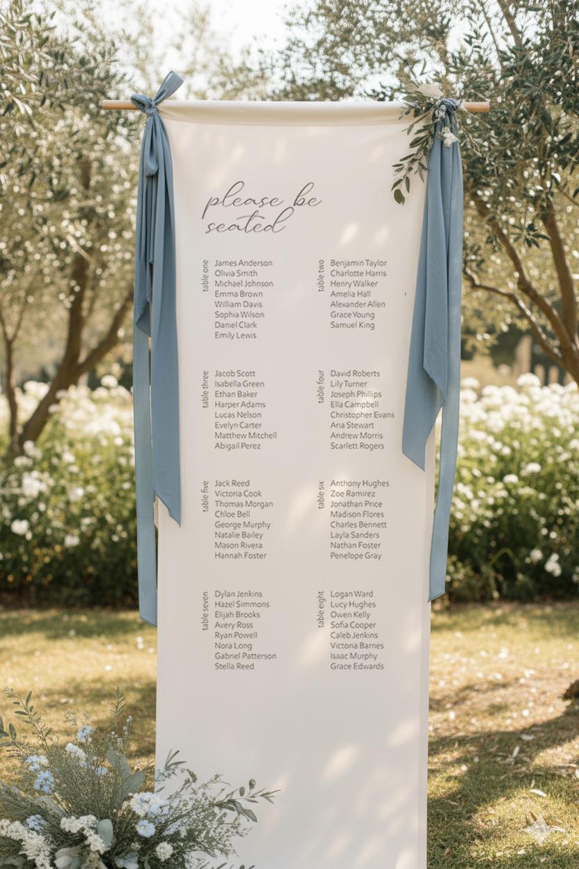 Custom Wedding Seating Chart Sign With Guest Names and Tables, Elegant ...