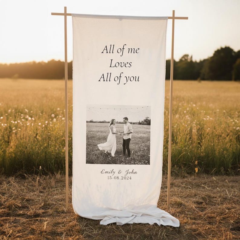 Custom Photo Wedding Banner With Names and Date, Fabric Quote Sign for ...