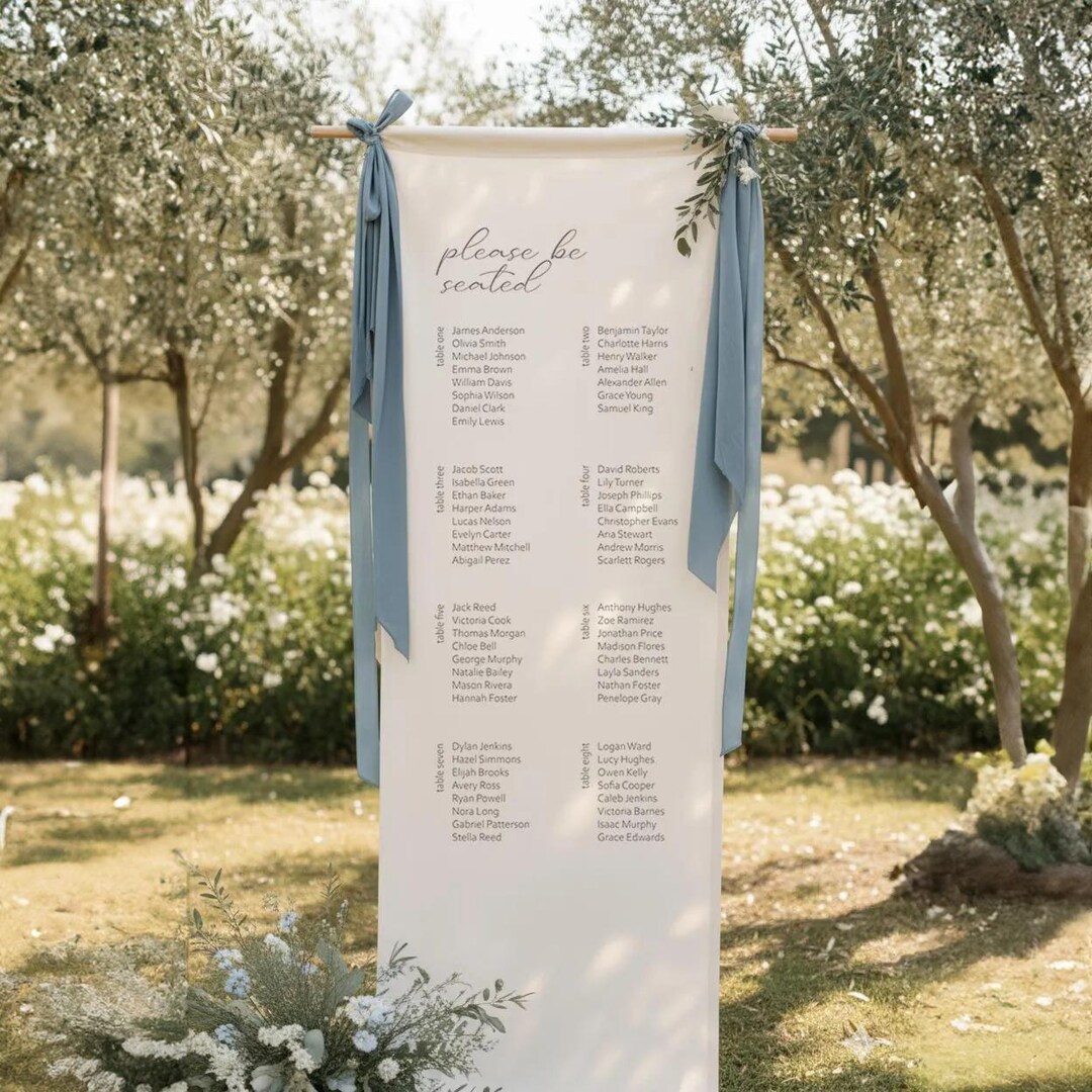 Custom Wedding Seating Chart Sign With Guest Names and Tables, Elegant ...