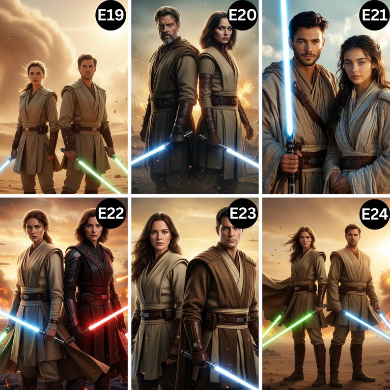 Personalized Star Wars Couple Portrait From Photo | Custom Jedi & Sith ...