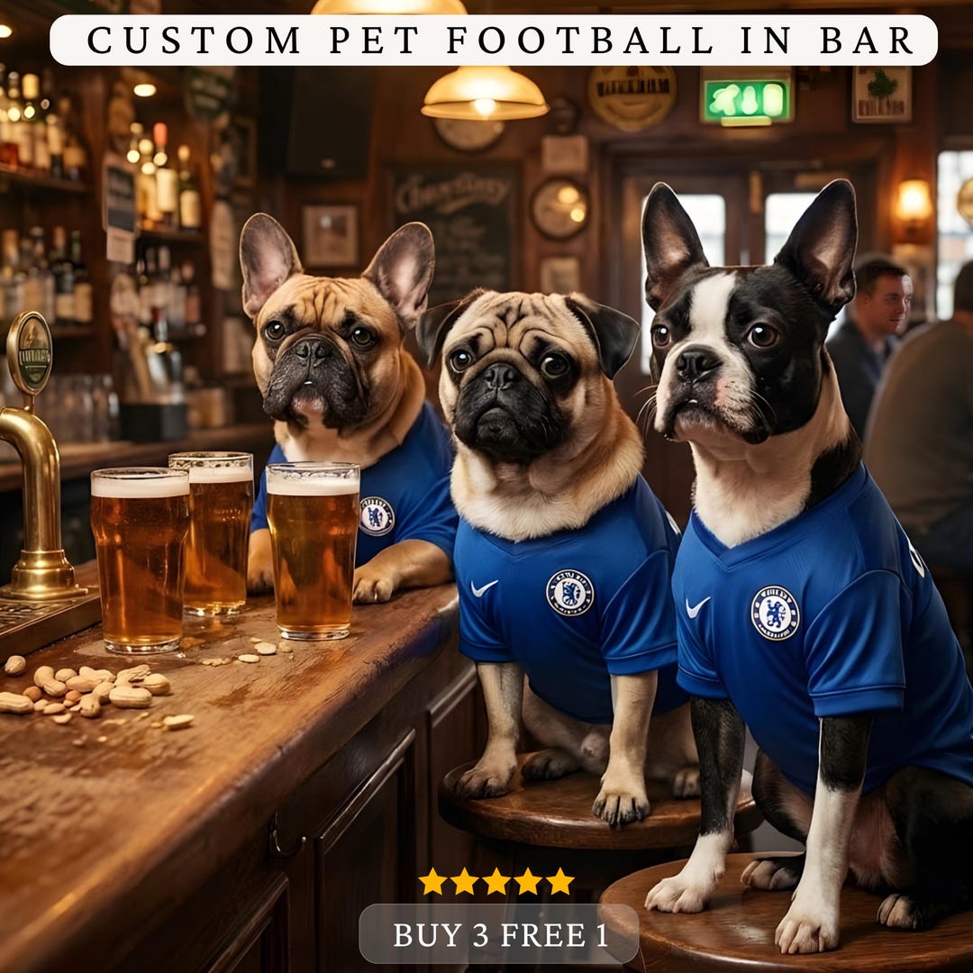 Custom Pet Football Portrait, Dog in Soccer Jersey, Personalized Pet ...