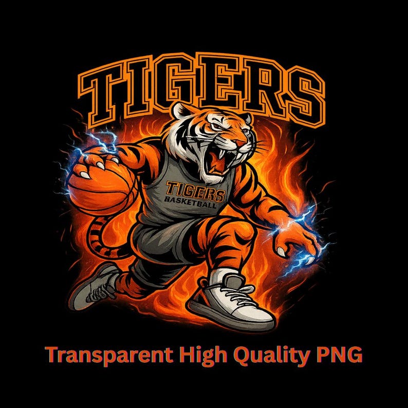 Tiger Basketball Mascot PNG: Sports Clipart for T-shirts (digital ...