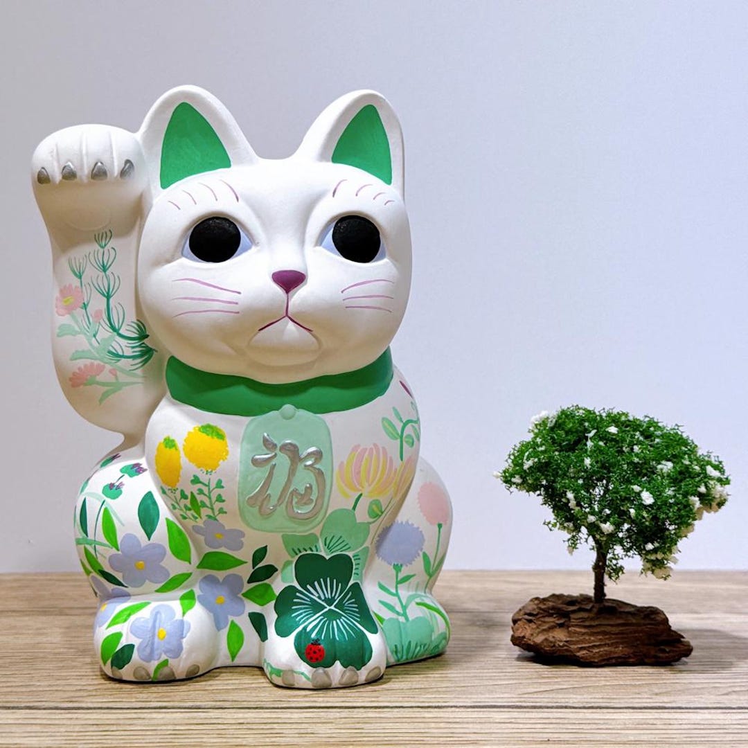 Japanese Yanakado Maneki Neko | Wild Flower: Japanese Lucky Cat - Etsy