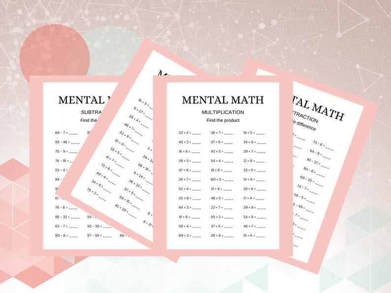 Mental Math Worksheets Bundle | Addition, Subtraction & Multiplication ...