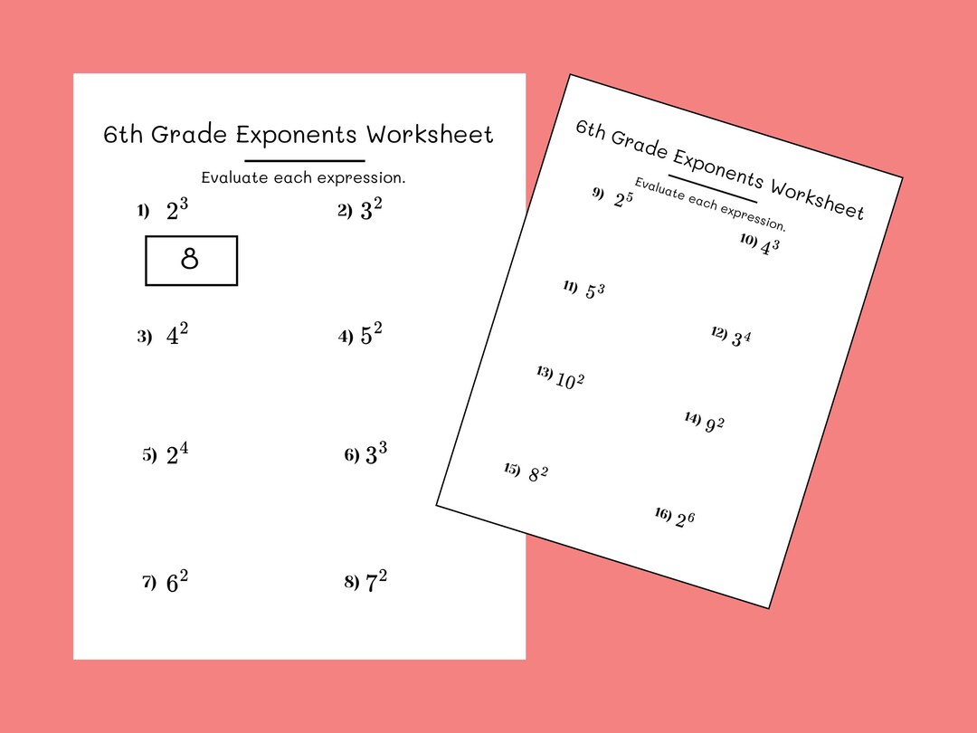 6th Grade Exponents Worksheets PDF, Math Practice Packet, Evaluate ...