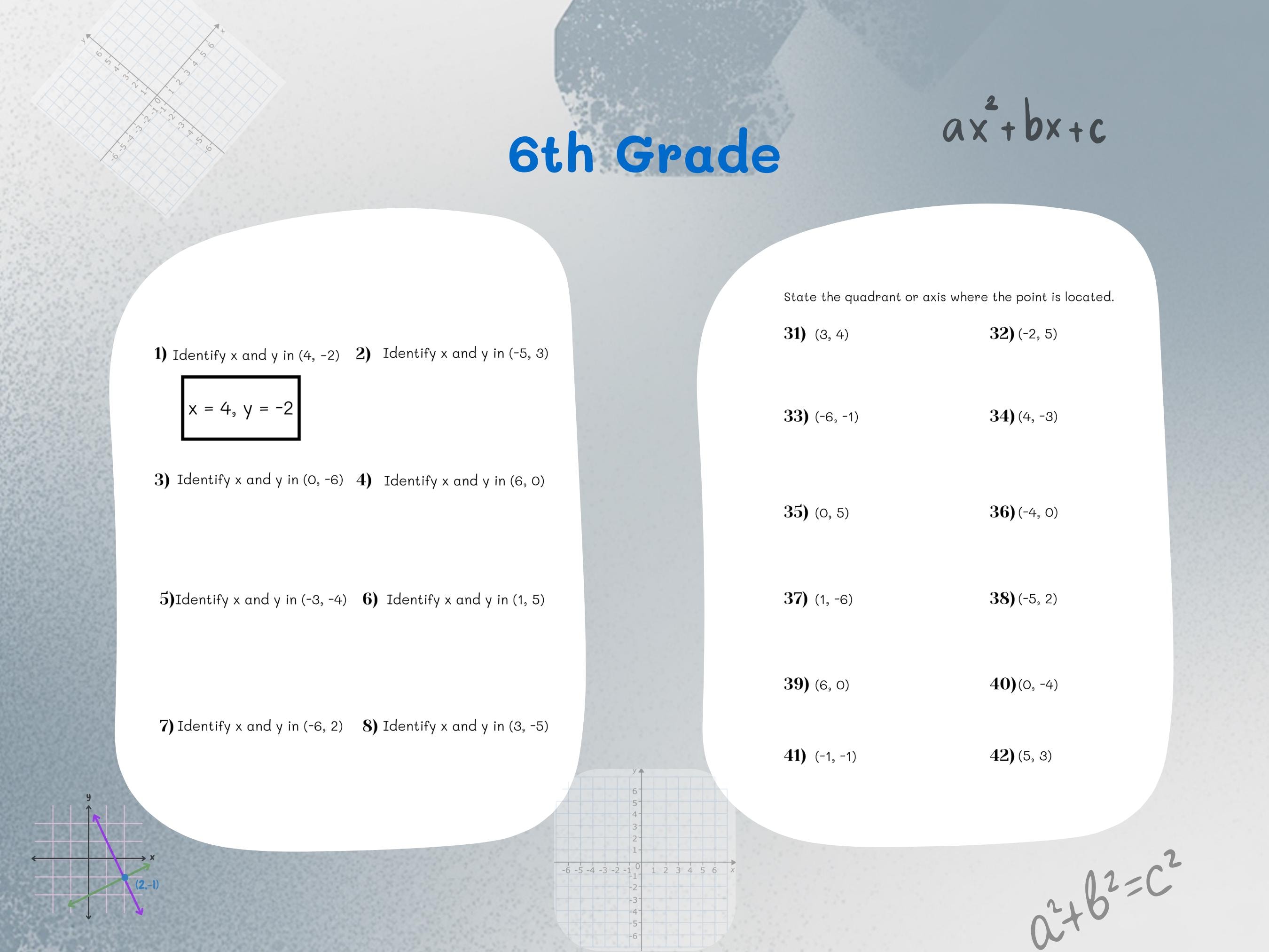 6th Grade Coordinate Plane Worksheets | Ordered Pairs, Plotting Points ...