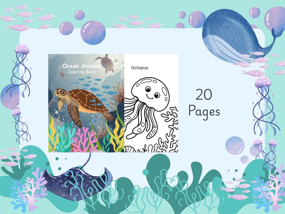 Ocean Animals Coloring Book | Sea Creatures Coloring Pages for Kids ...