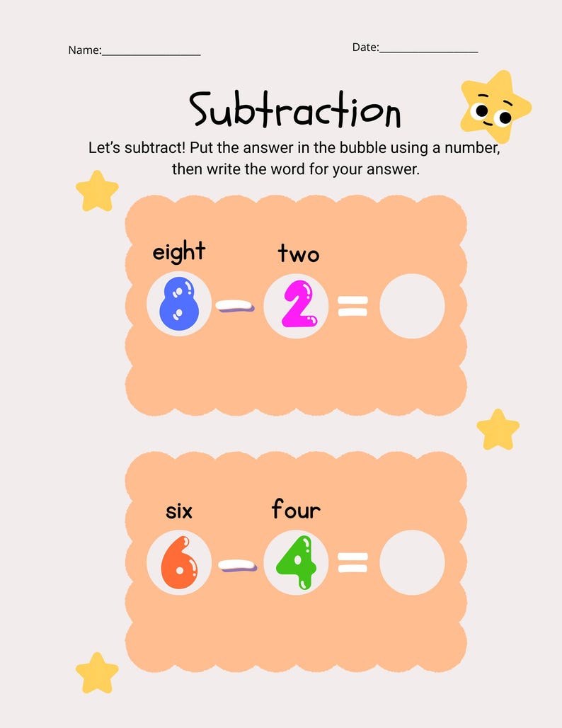 Addition, Subtraction Worksheets for Kids | Number & Word Practice ...