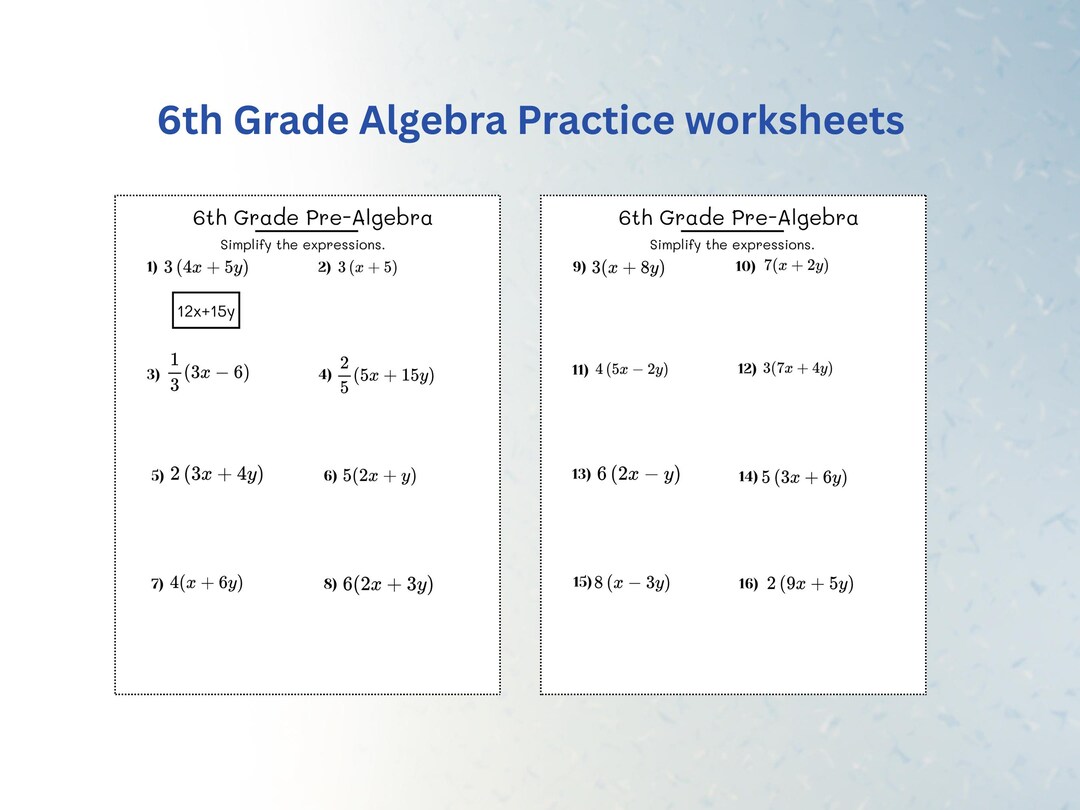 Pre-algebra Expressions Worksheet | 6th Grade Math | Printable Math PDF ...