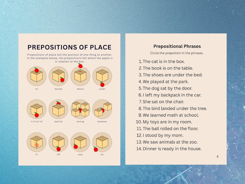 Prepositions Anchor Chart | Grammar Poster for Kids | 3rd Grade - Etsy