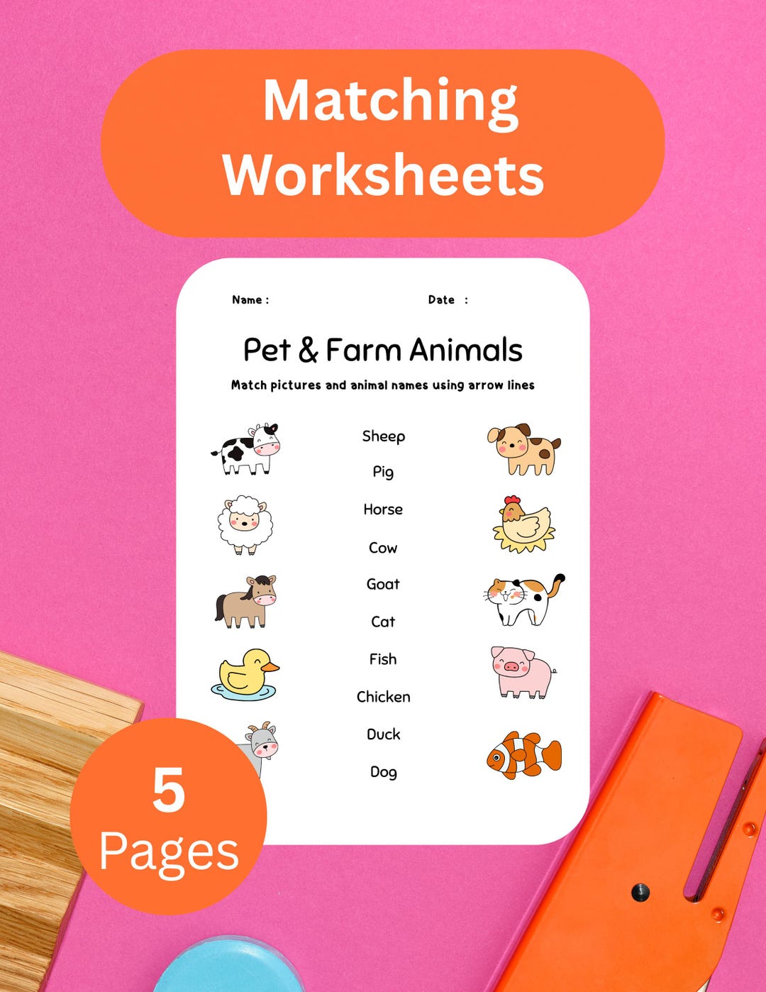 Matching Worksheets Pre-k & Kindergarten | Printable PDF - Etsy