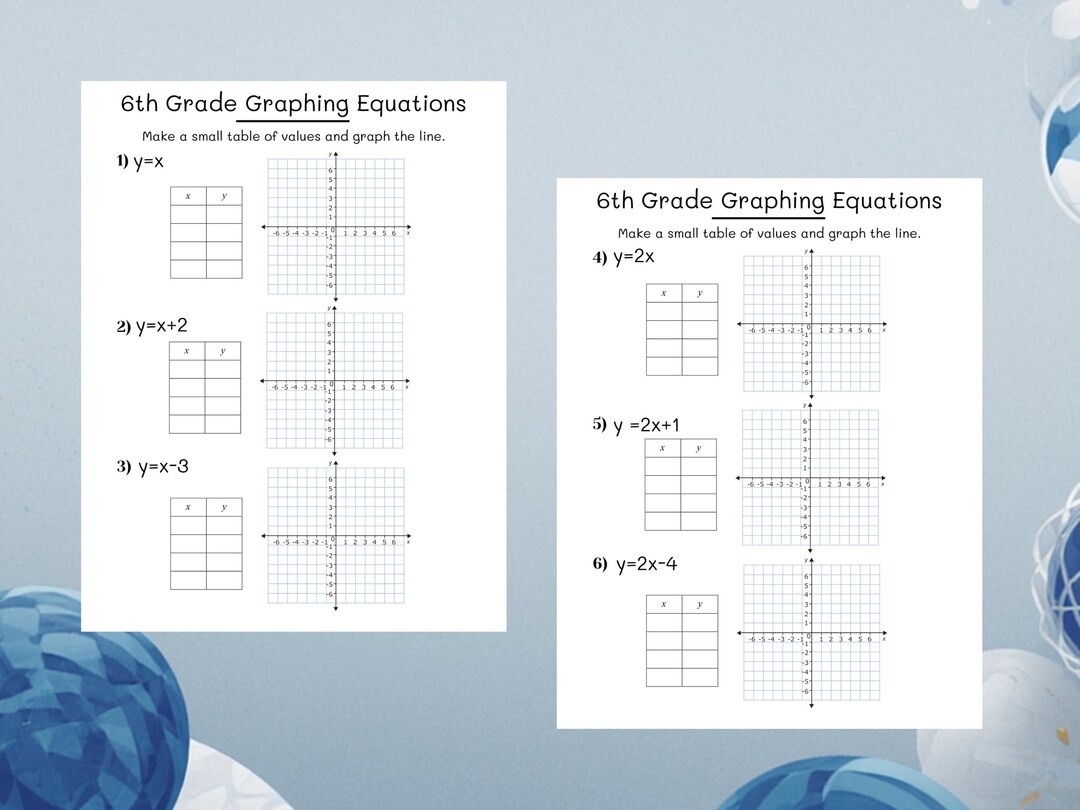 6th Grade Graphing Linear Equations Worksheets | Math Practice (PDF) - Etsy