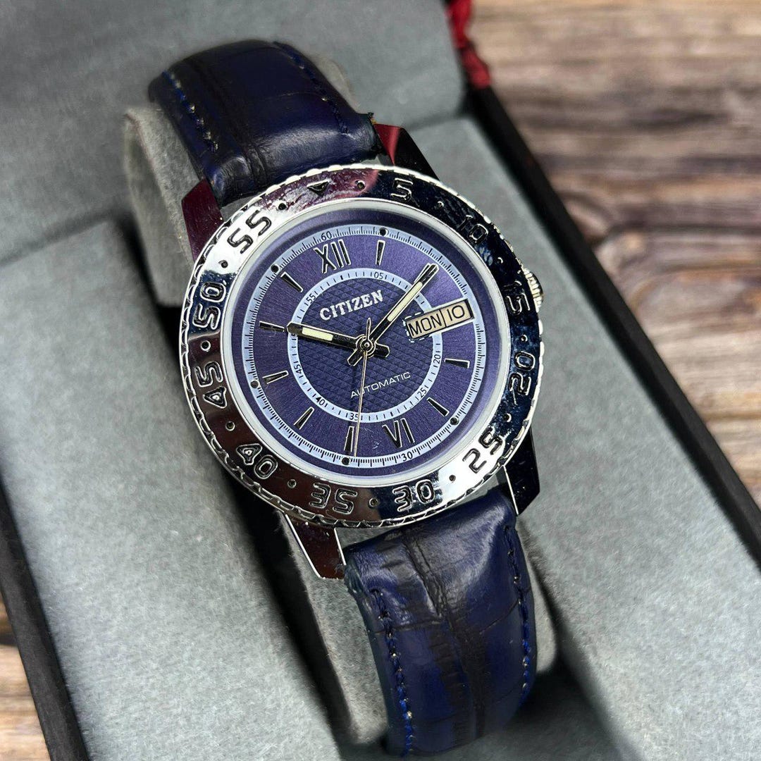 Refurbished Citizen Automatic Watch for Men Blue Dial Day-date Window ...