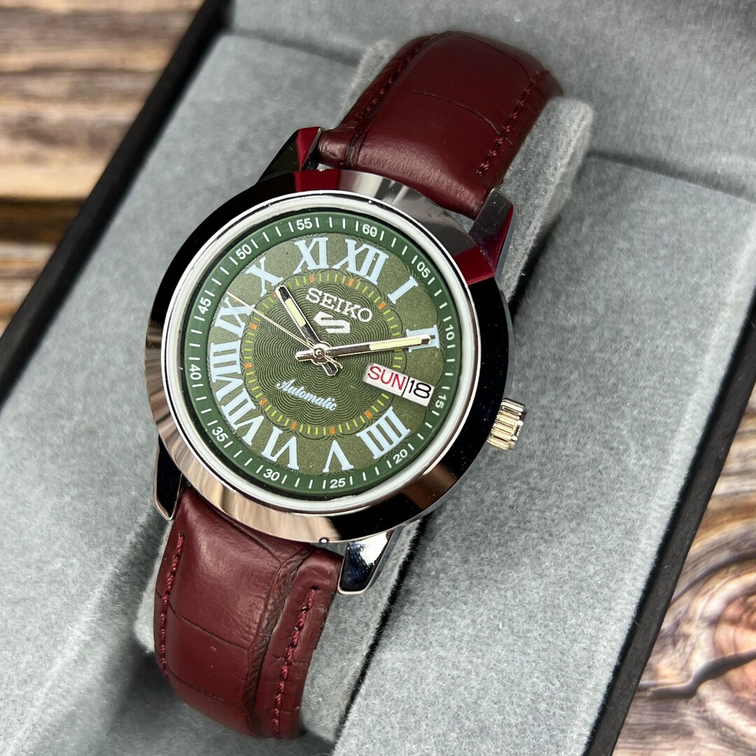 Seiko 5 Automatic Green Face Day-date Window Watch - Etsy