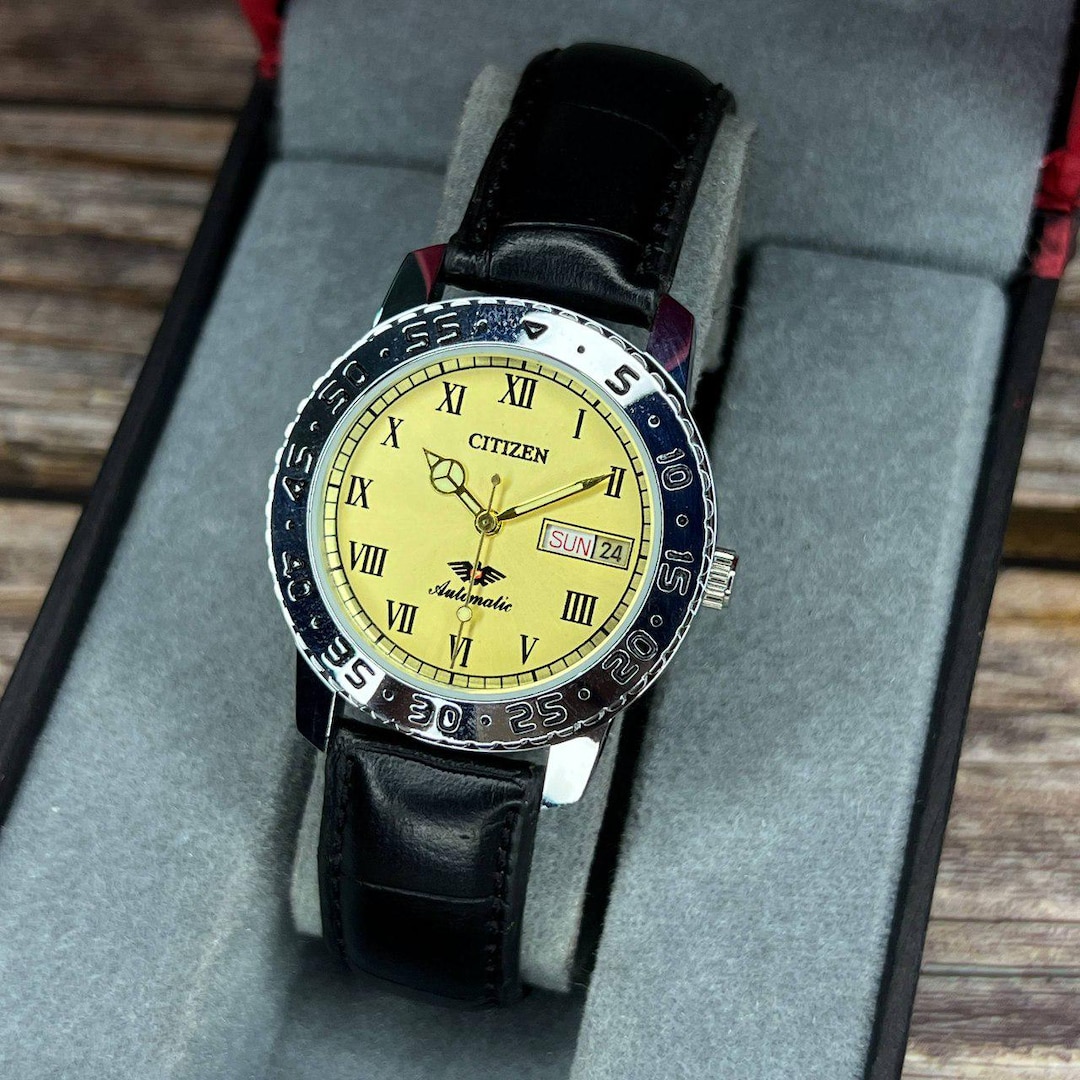Vintage Refurbished Citizen Automatic Wrist Watch Yellow Colour Roman ...