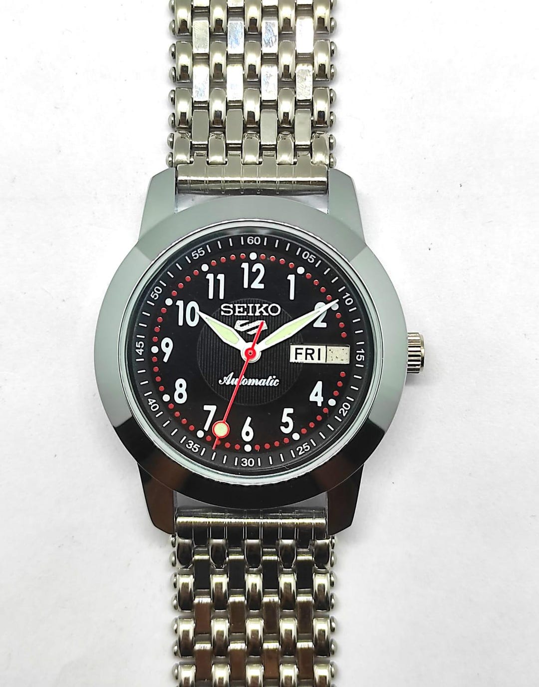 Refurbished Seiko 5 Automatic Watch for Men Stainless Steel Strap Black ...