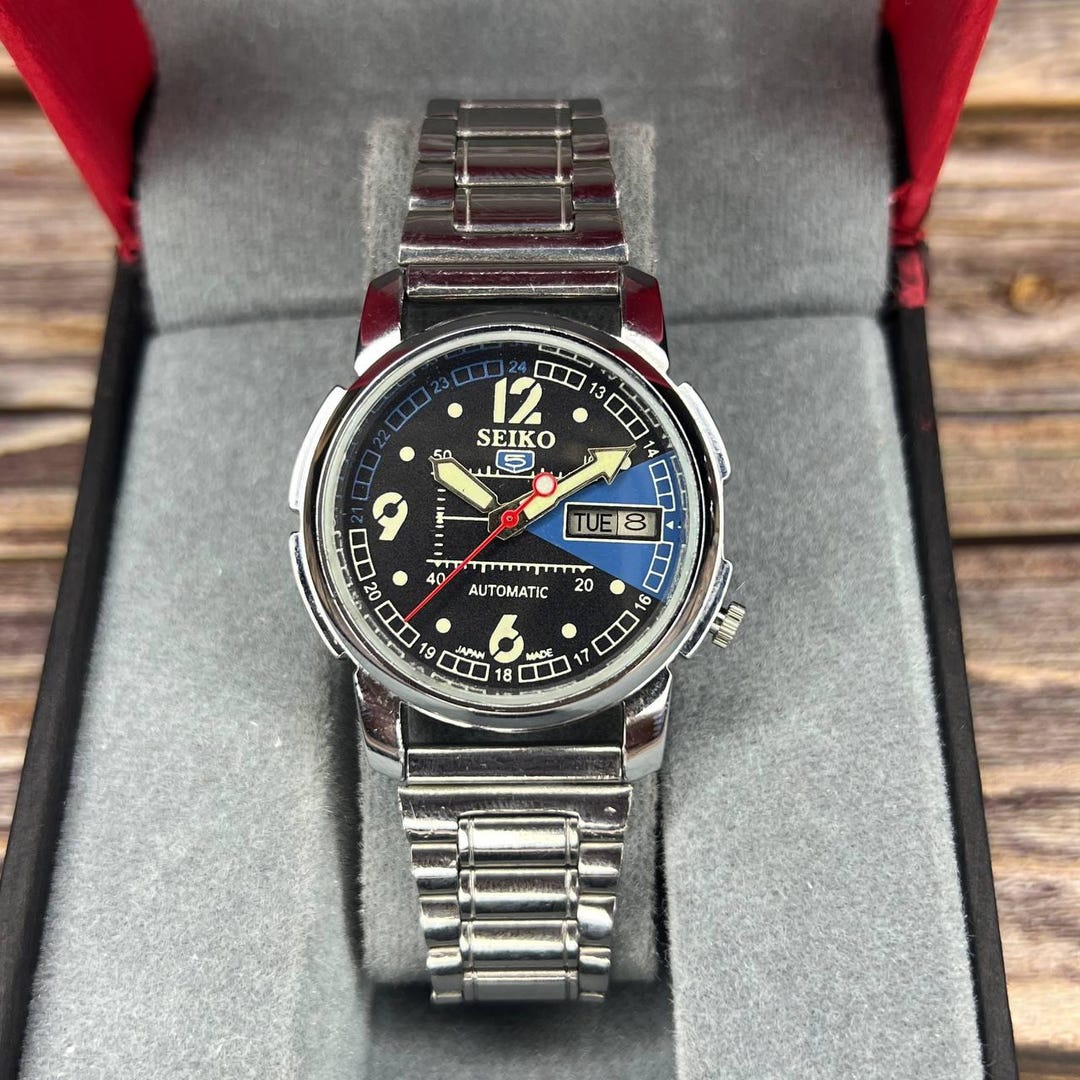 Refurbished Seiko 5 Automatic Watch Black Dial Day-date Window ...