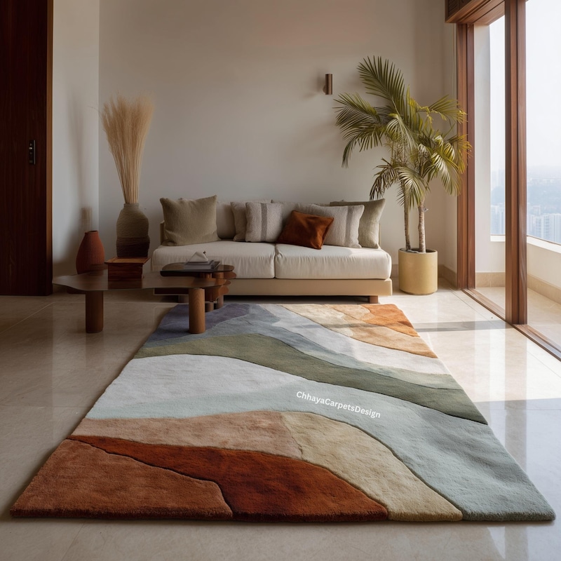 Green Boho Textured Rug - Etsy