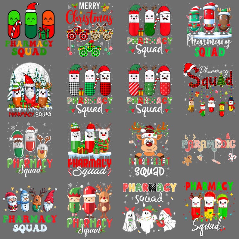 Pharmacy Squad Christmas PNG, Holiday Pills Women Clipart, Festive ...