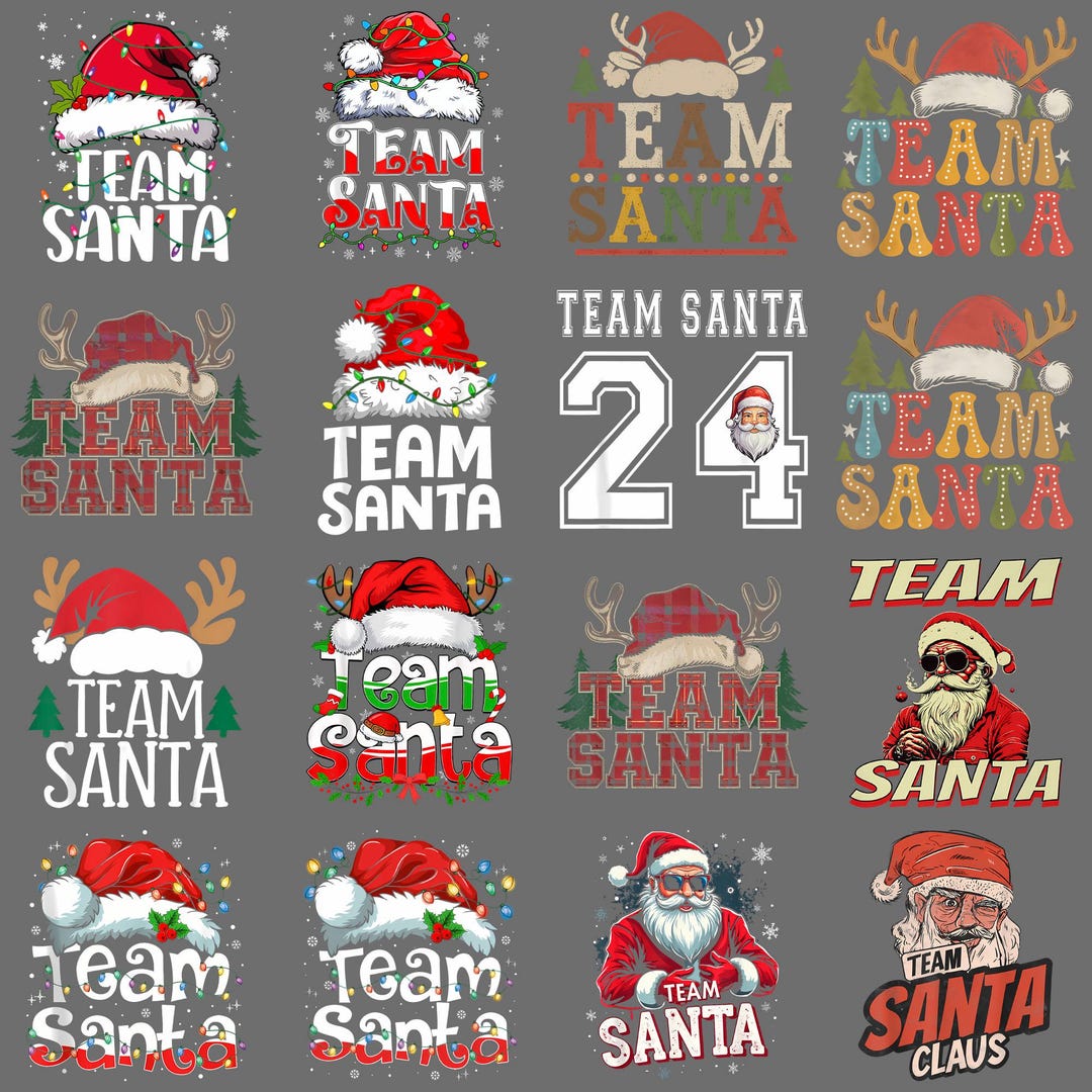 Team Santa Claus Family Christmas PNG Funny Holiday Clipart ...