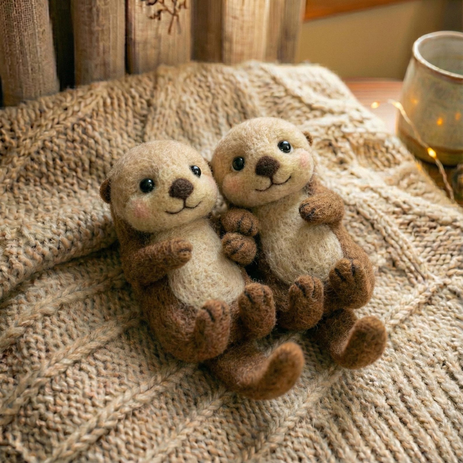 Felt Valentine's Day Ornaments，handmade Wool Felt Otter, Cute Valentine ...