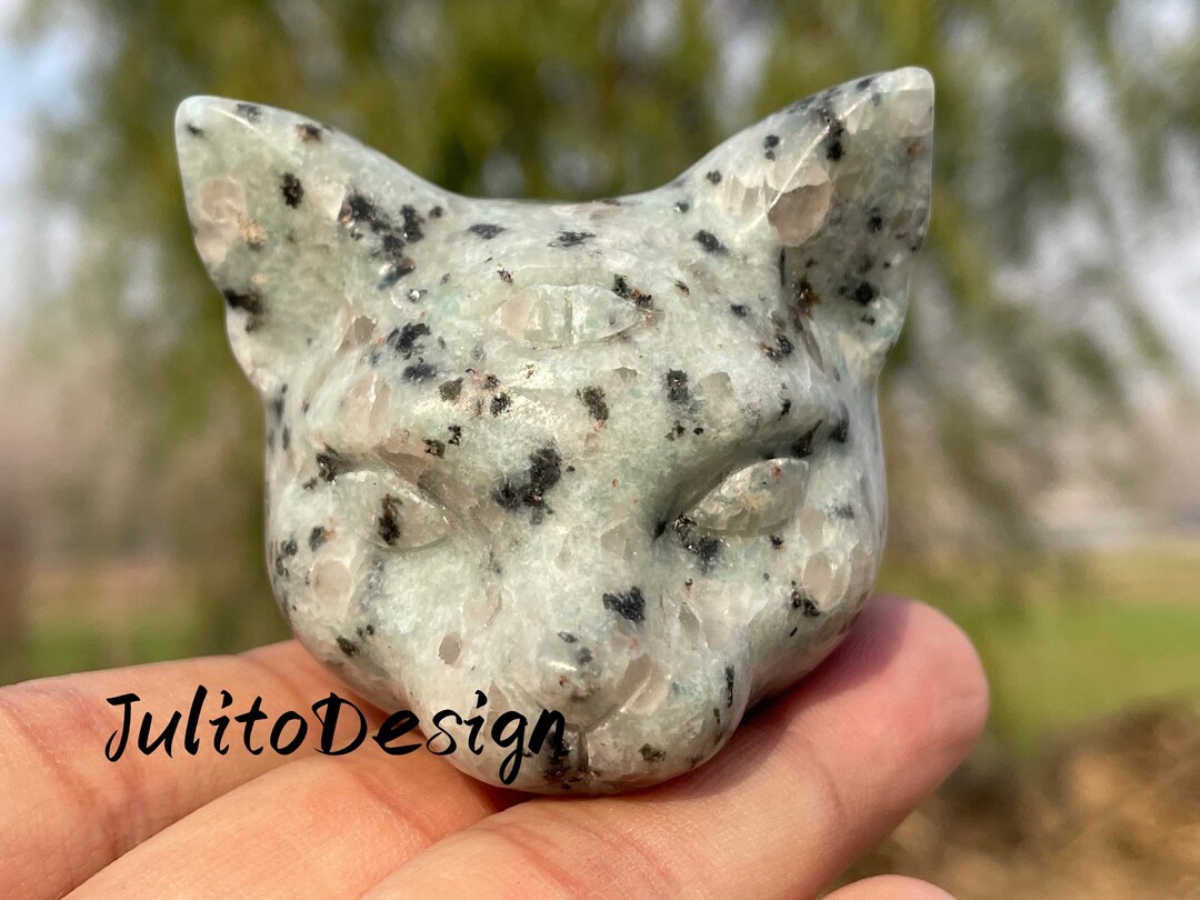 Bodhi Stone Cat Head Quartz Crystal Skull: Hand Carved Healing Skull ...