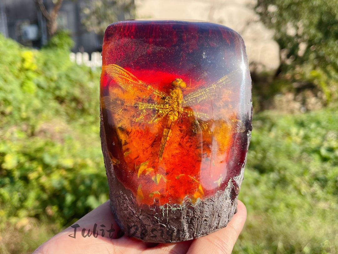 Resin Dragonfly Skull Specimen: Hand Carved Home Decor Crystal Decor (3 ...