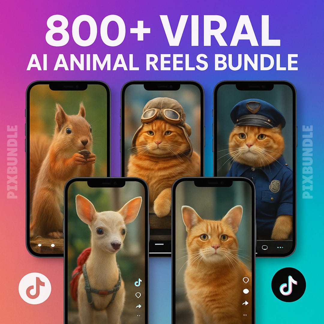 800+ Viral AI Animal Reels | Social Media Content PLR/MRR - Etsy