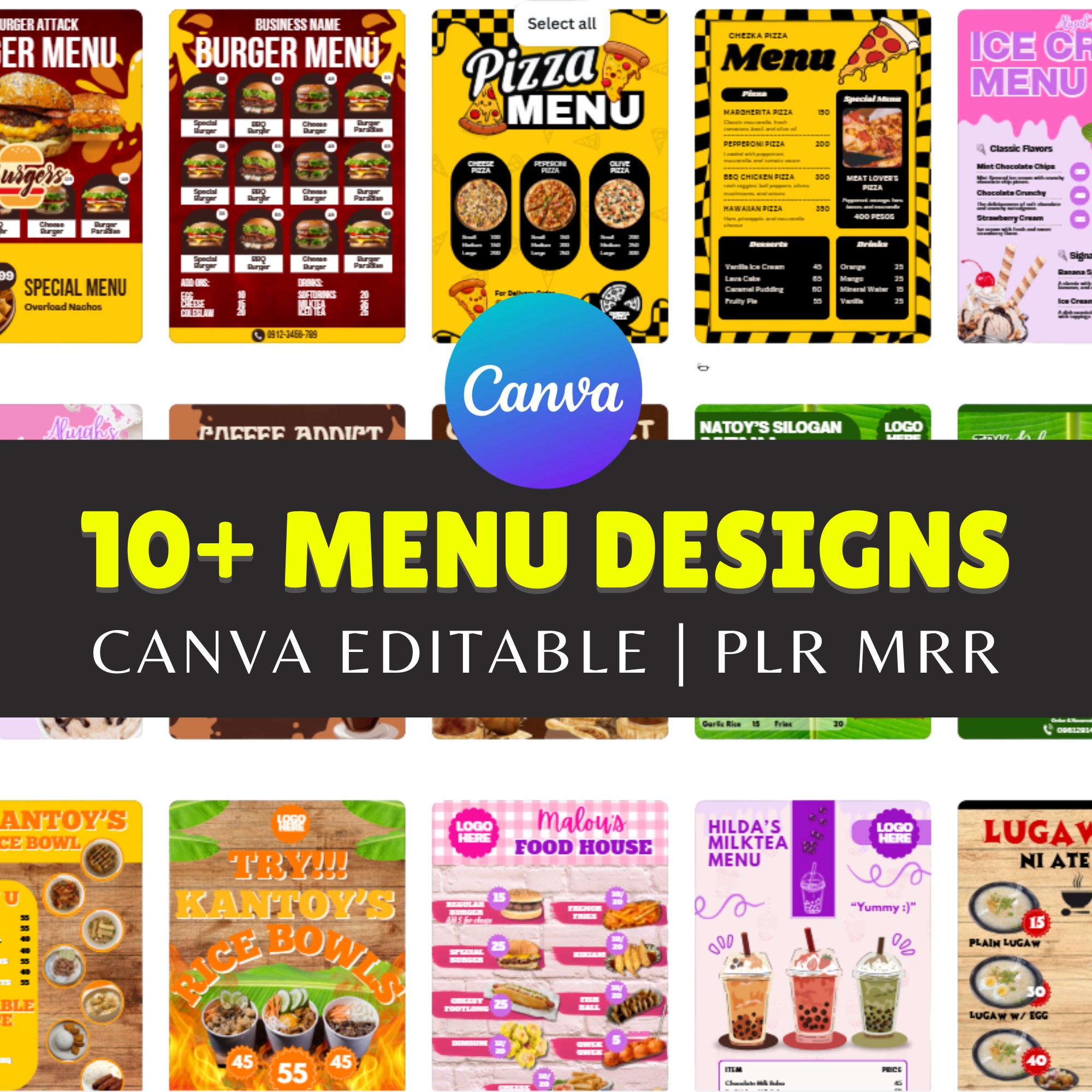 Restaurant Menu Templates Canva Editable Design Bundle Digital PLR MRR ...