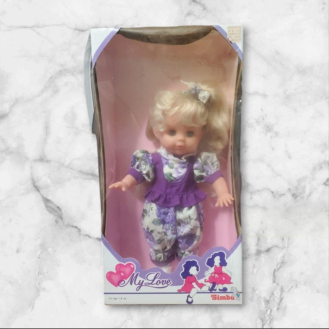 Vintage Simba My Love 90’s Baby Doll Open Close Eyes Blonde Purple ...