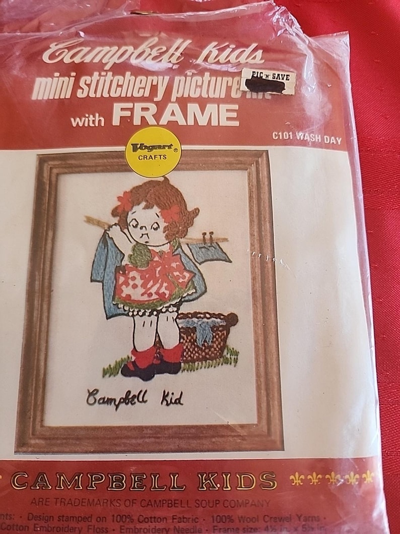 Campbell's Soup Kids C101 Wash Day Mini Stitchery Embroidery Picture Kit - Etsy