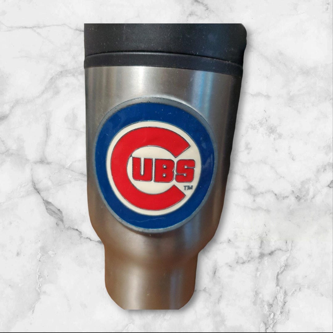 VTG MLB Chicago Cubs Stainless Steel Insulated Thermos Drink Mug Cup 16 ...