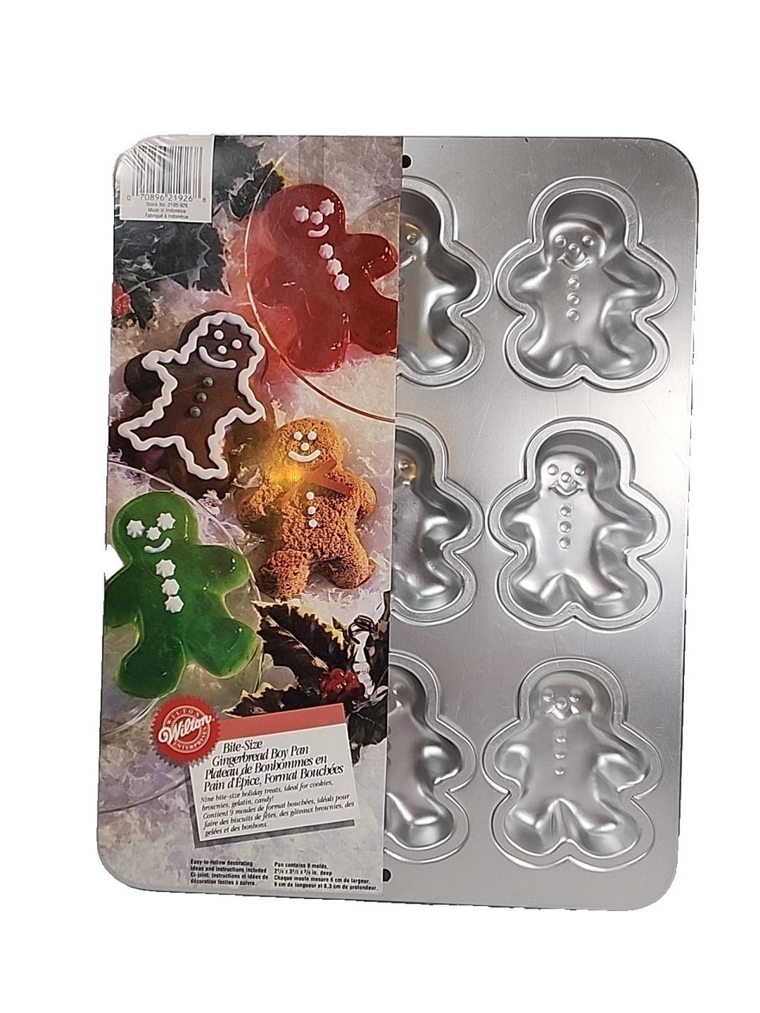 Wilton 1995 2105-926 9 Cavity Bite Size Gingerbread Cake Pan Mold ...