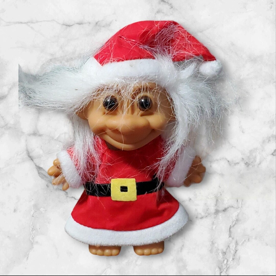 Vintage Russ Berrie & Co Troll in Santa Costume White Hair - Etsy