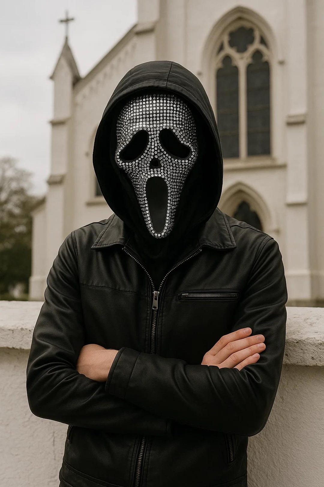 Rhinestone Scream Ghost Face Mask: Handmade Halloween Masquerade Prop ...