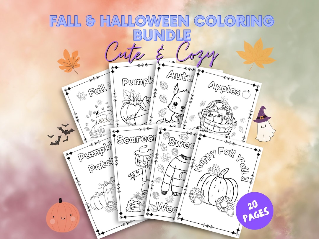 Printable Fall Coloring Book | Cute Halloween & Cozy Autumn Coloring ...