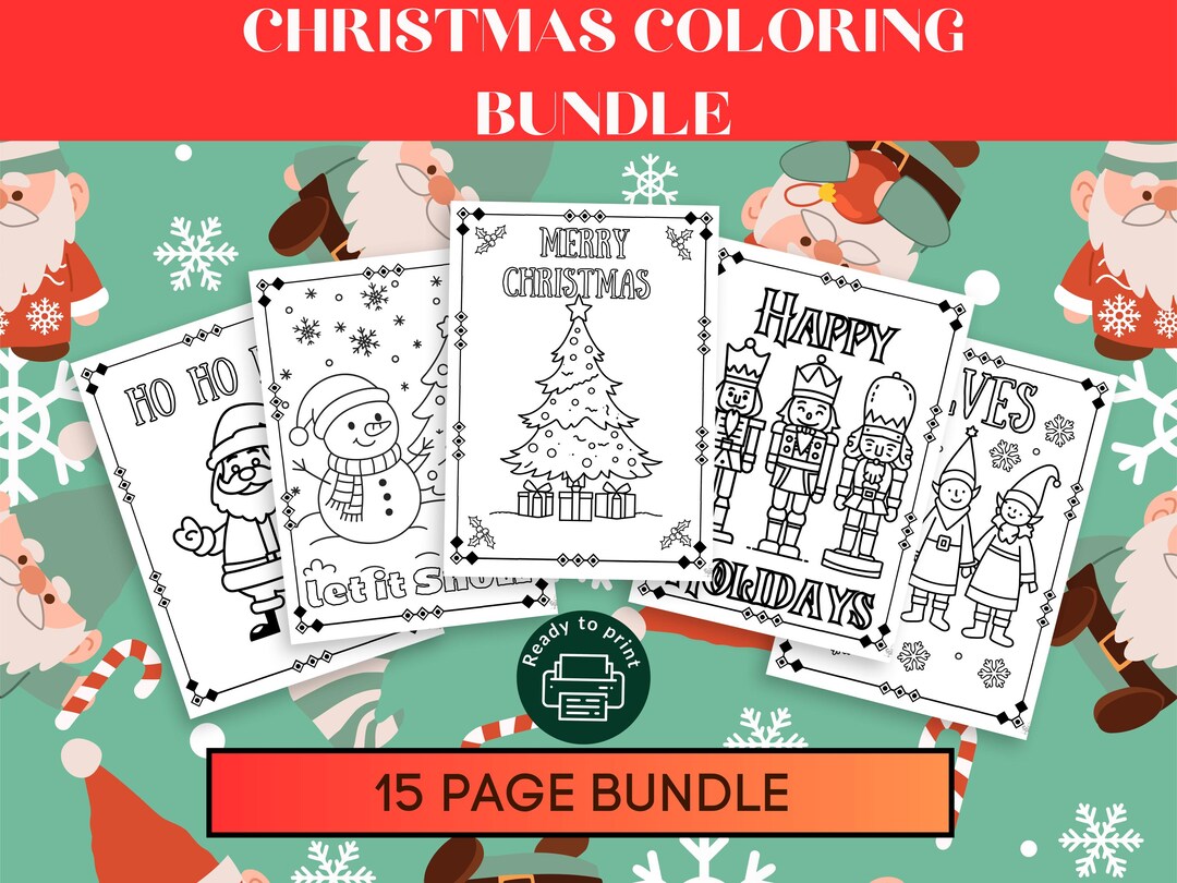Christmas & Holiday Coloring Page Bundle | Printable Coloring Book ...