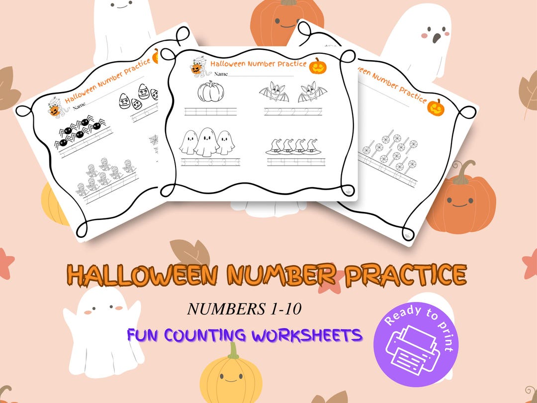 Halloween Numbers 1–10 Tracing Worksheets | Preschool & Kindergarten ...