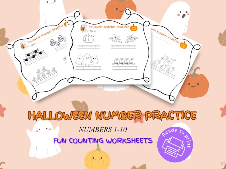 Halloween Numbers 1–10 Tracing Worksheets | Preschool & Kindergarten ...