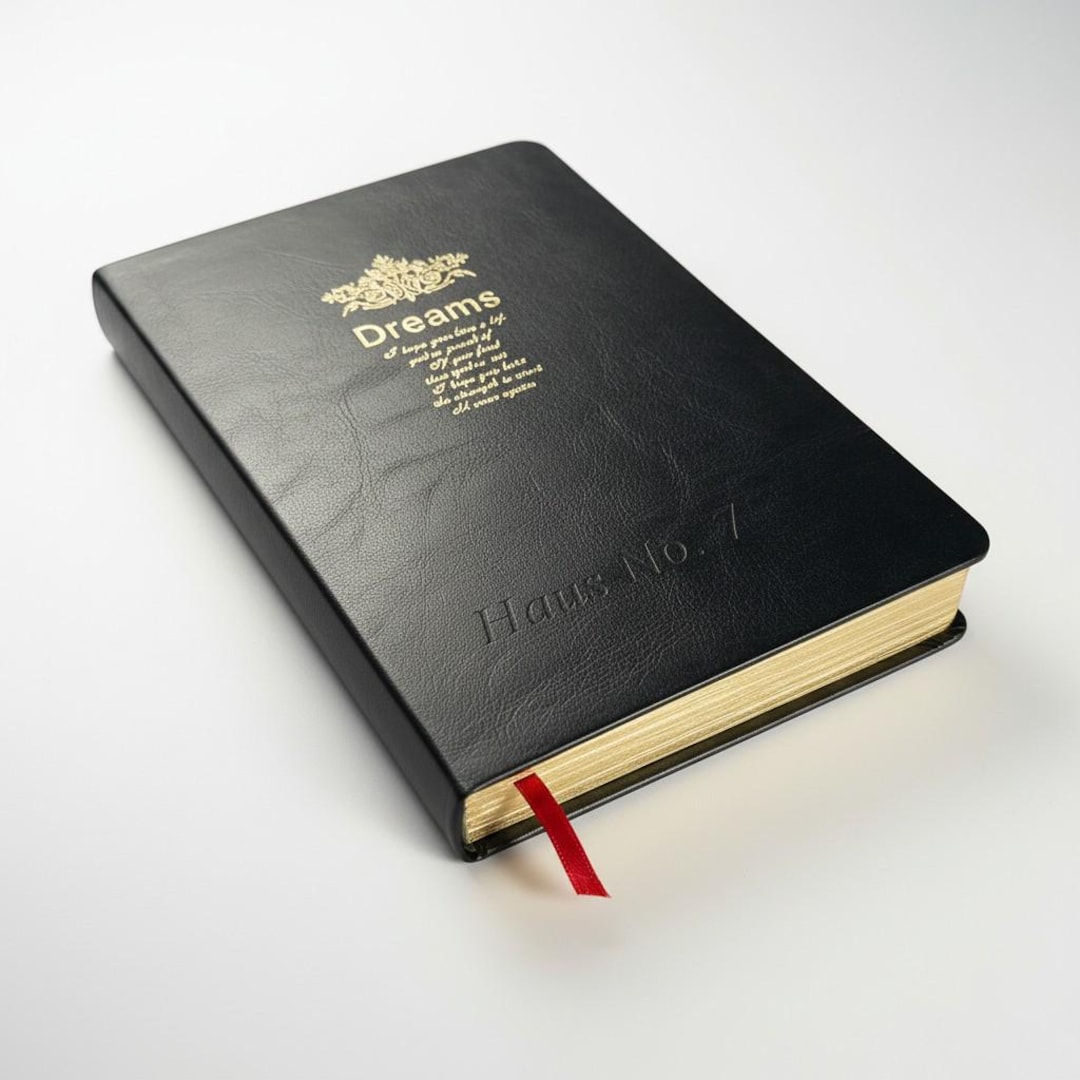 Black Faux Leather Journal With Gold-edged Blank Pages | Gold Foil ...
