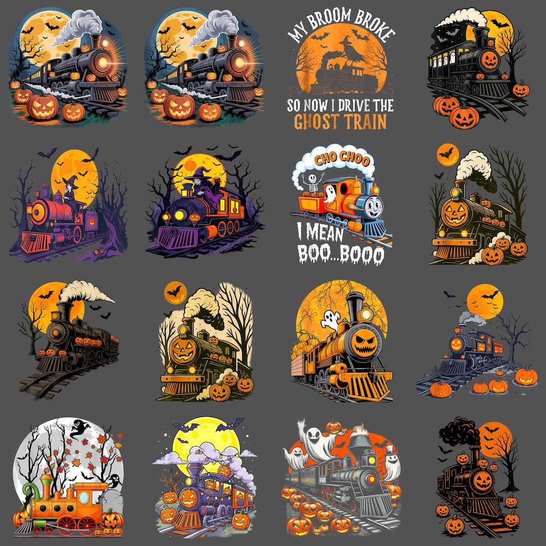 Spooky Town Train PNG, Funny Halloween Quote Clipart, Skeleton Ghost ...